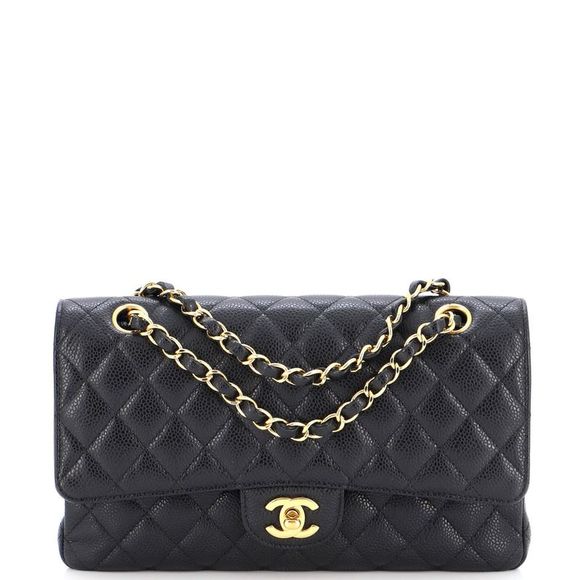 CHANEL | Bags | Chanel Classic Double Flap Bag Quilted Caviar Medium ...